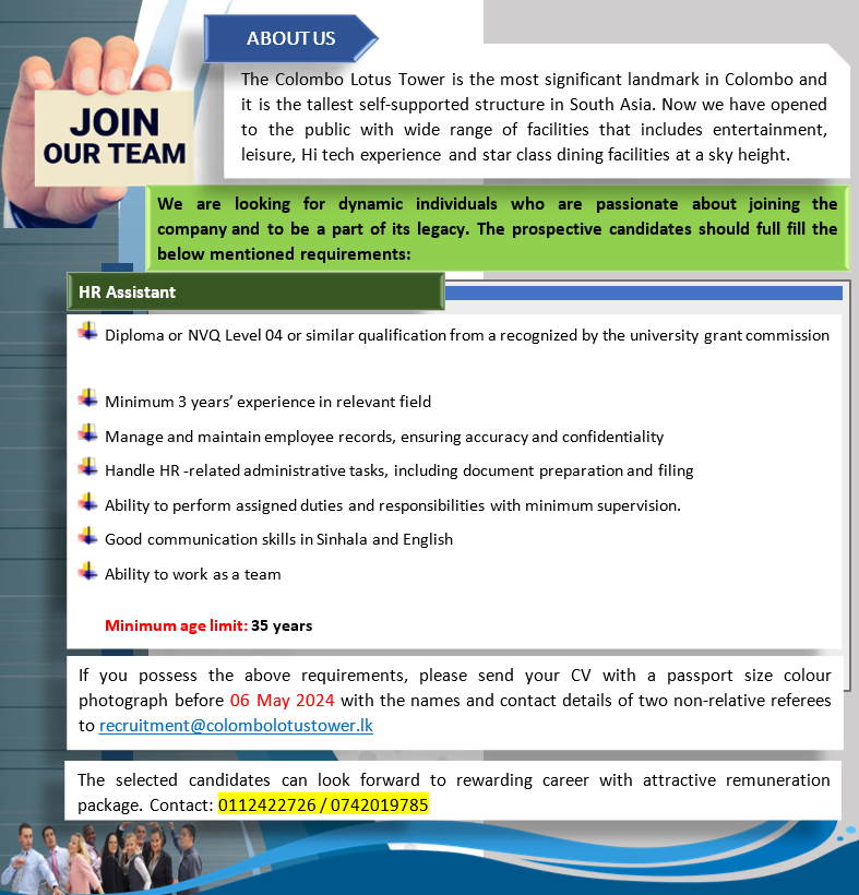 Careers - Lotus Tower Colombo